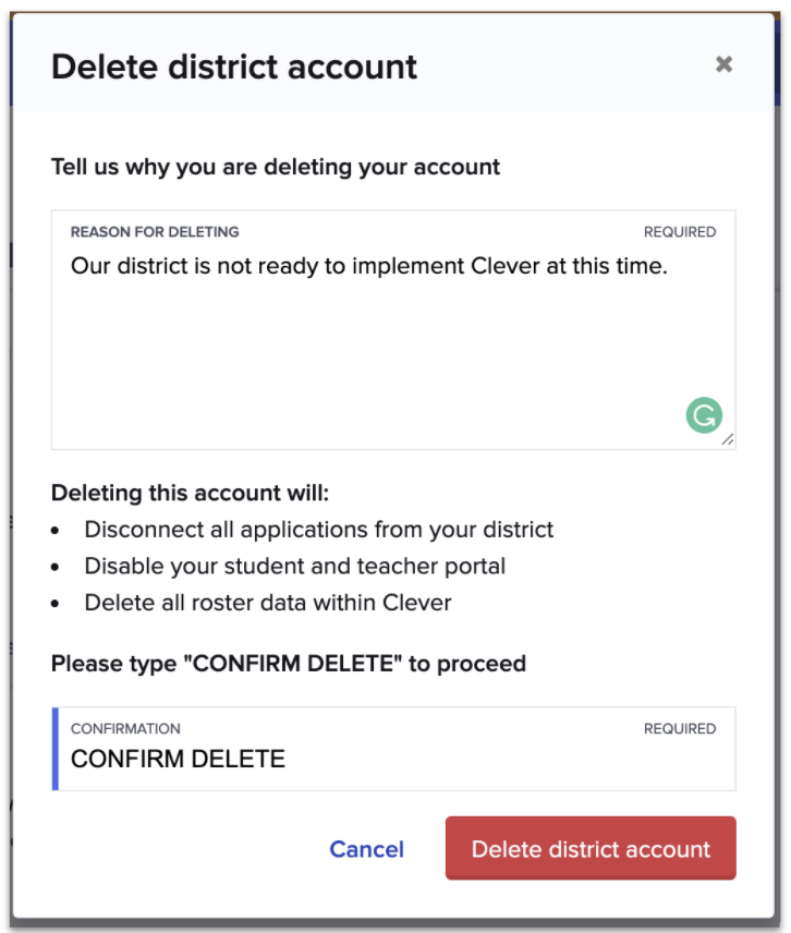 For District Admins: How do I delete my Clever account?