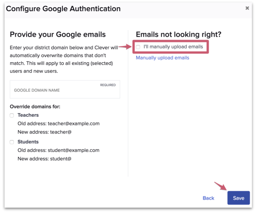Manually Uploading (i.e. side-loading) User Emails to Clever