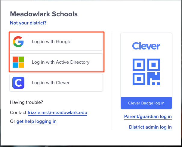 For Clever Admins: SSO access to the Clever Dashboard