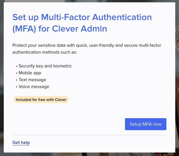 For District Admin: Setting up multi-factor authentication (MFA) for Clever Admin