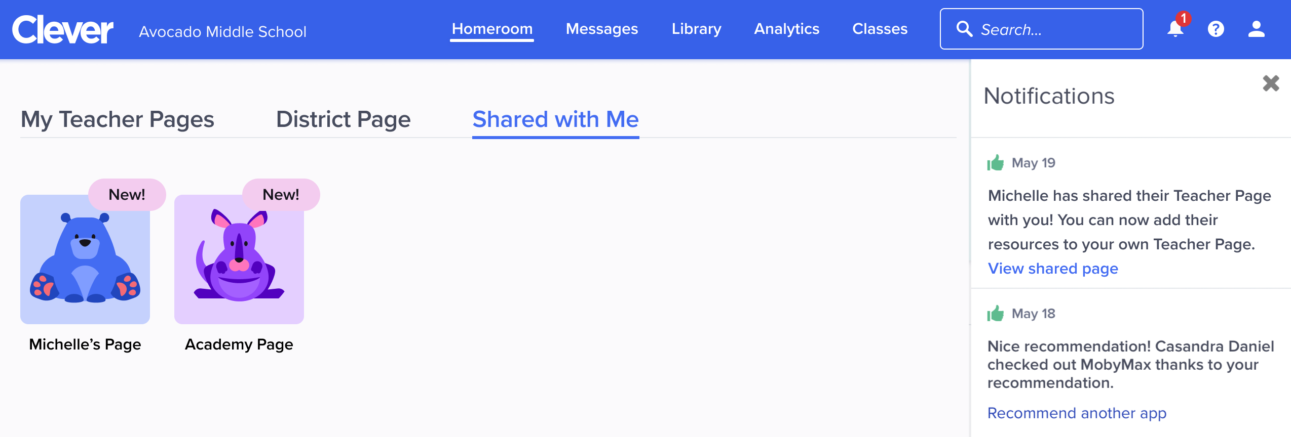 Clever Portal: Sharing Teacher Pages & resources with other teachers