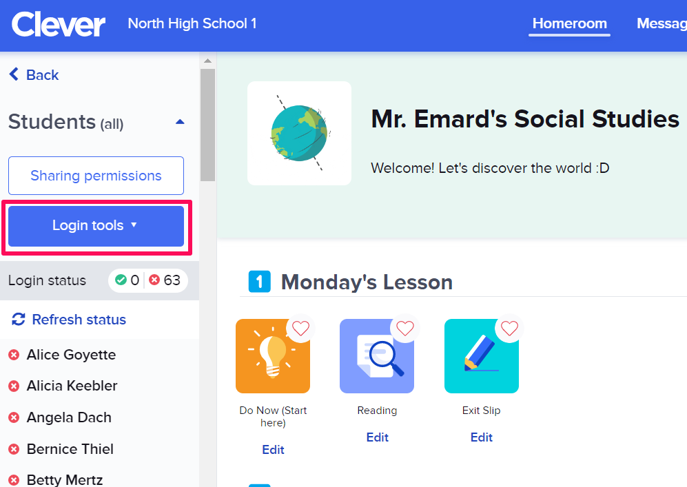 For Teachers: Login Tools