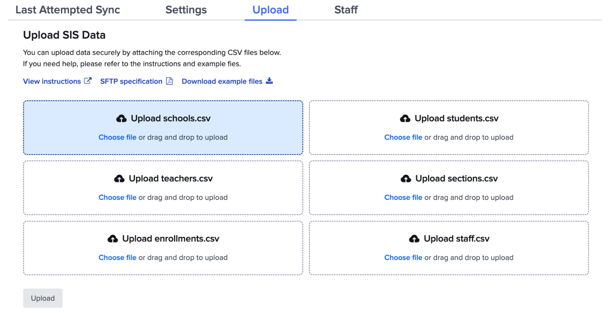 SFTP Syncs: SFTP web upload feature with field mapping
