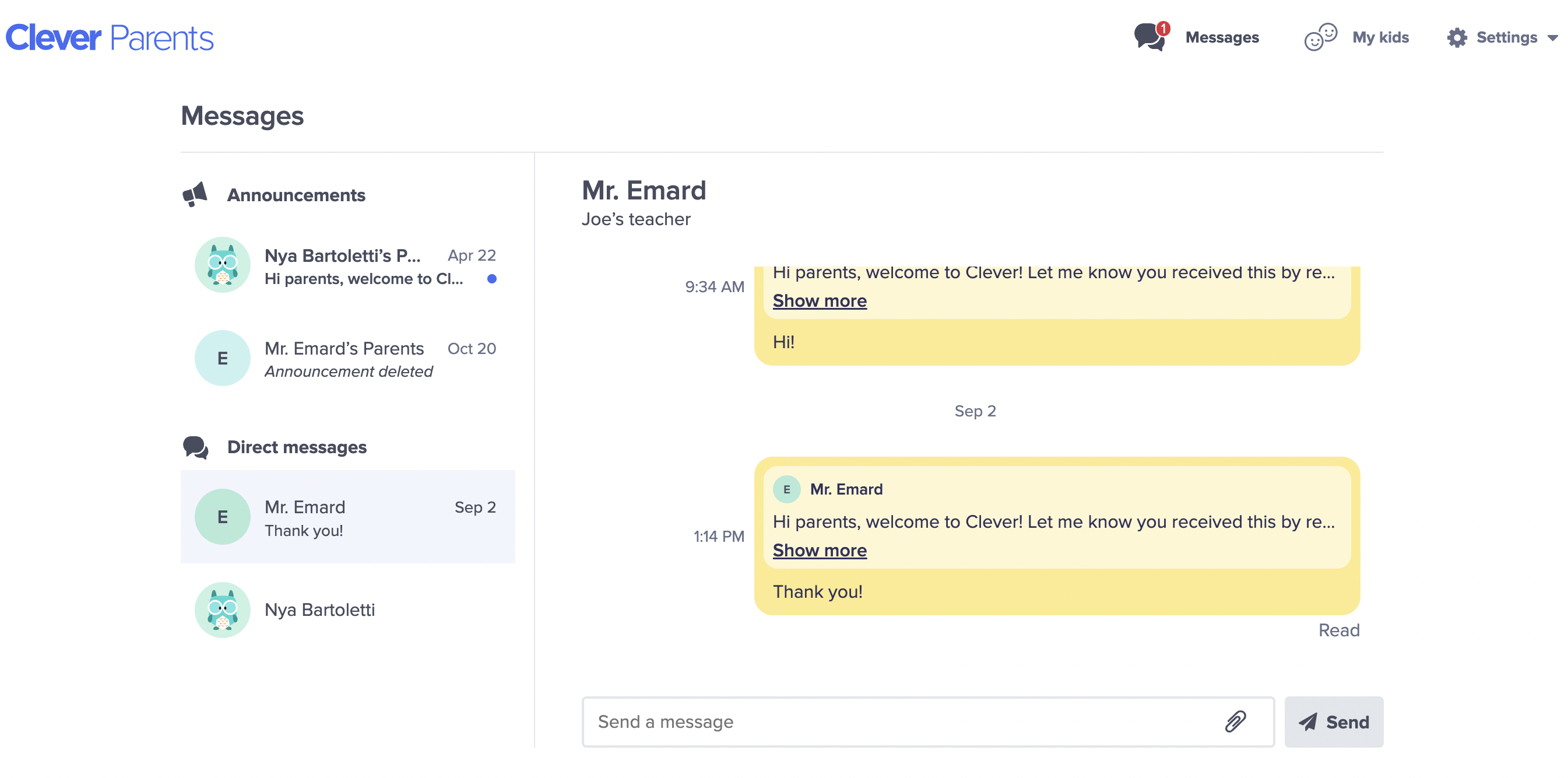 For Clever Admins: Teacher Messages