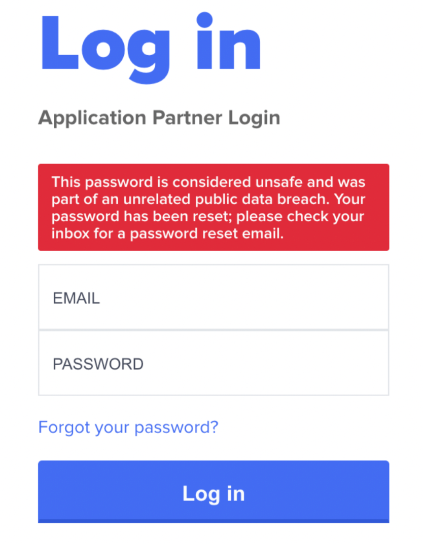 For App Partners: Resetting app dashboard passwords