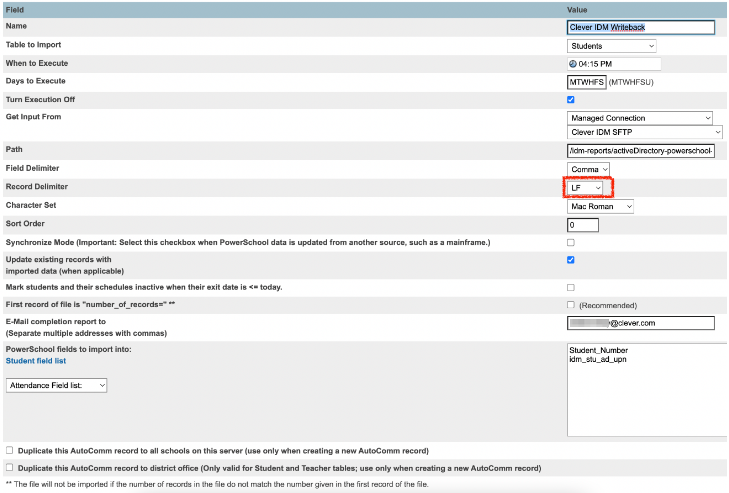 PowerSchool Writeback from Clever IDM