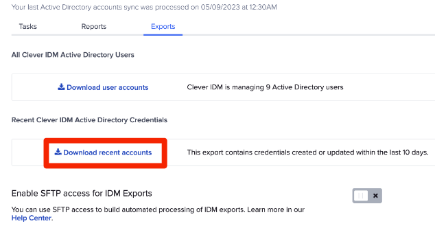 Clever IDM: Setting login credentials