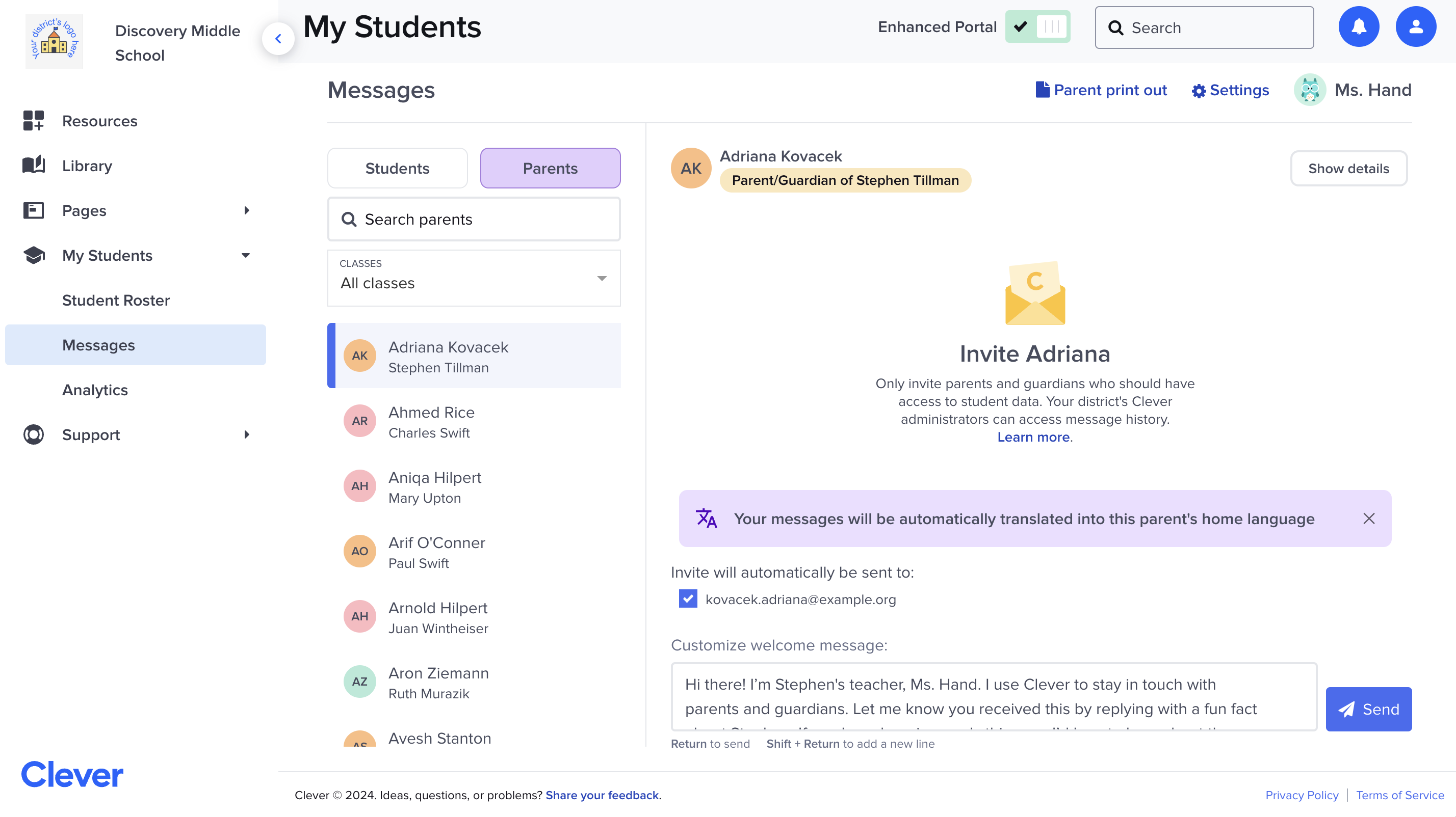 For Teachers: Messages