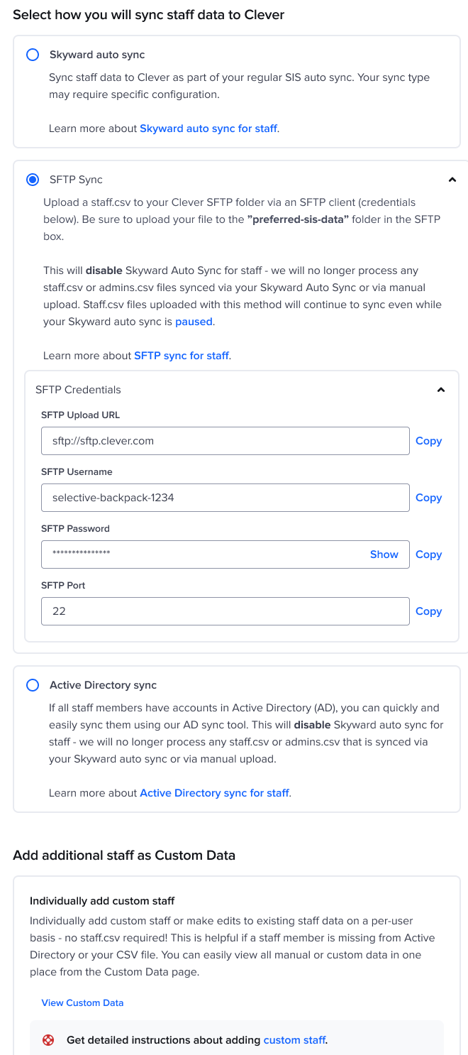 SFTP Syncs: Uploading data to Clever