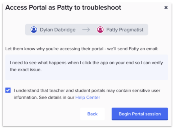 Troubleshooting: Enable "Access Portal as" for School Tech Leads