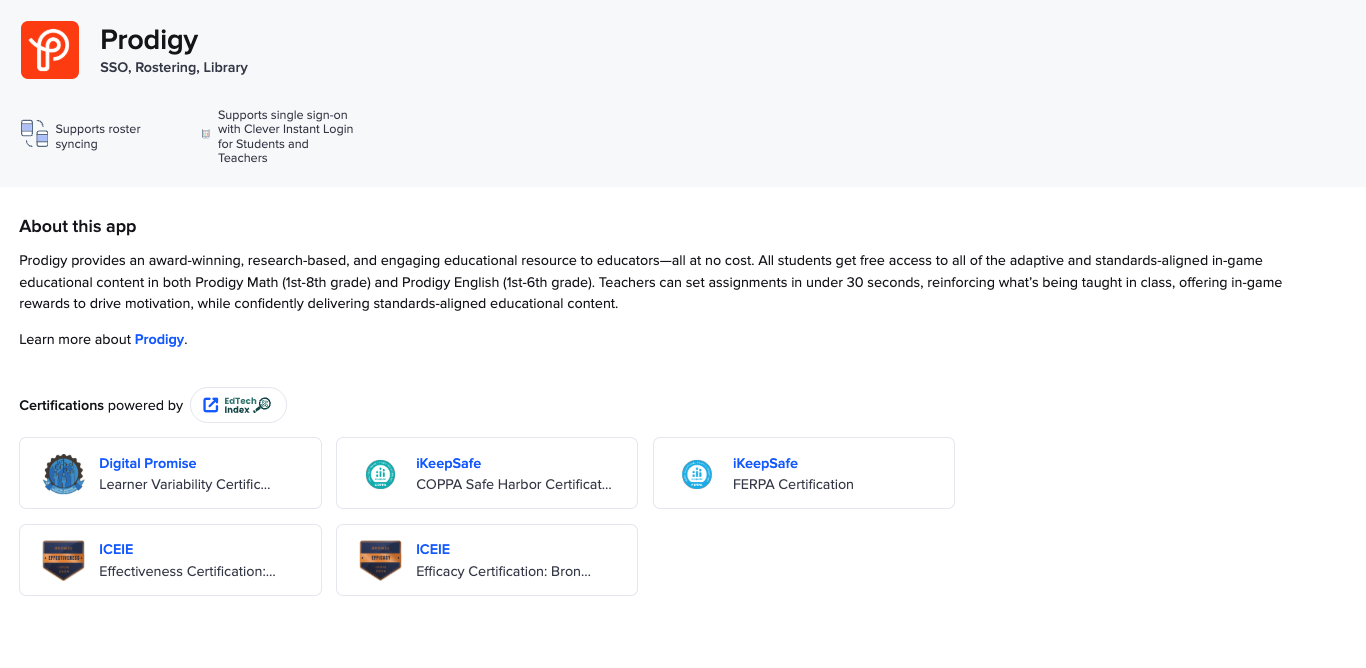 For Clever Admins: Edtech quality indicators