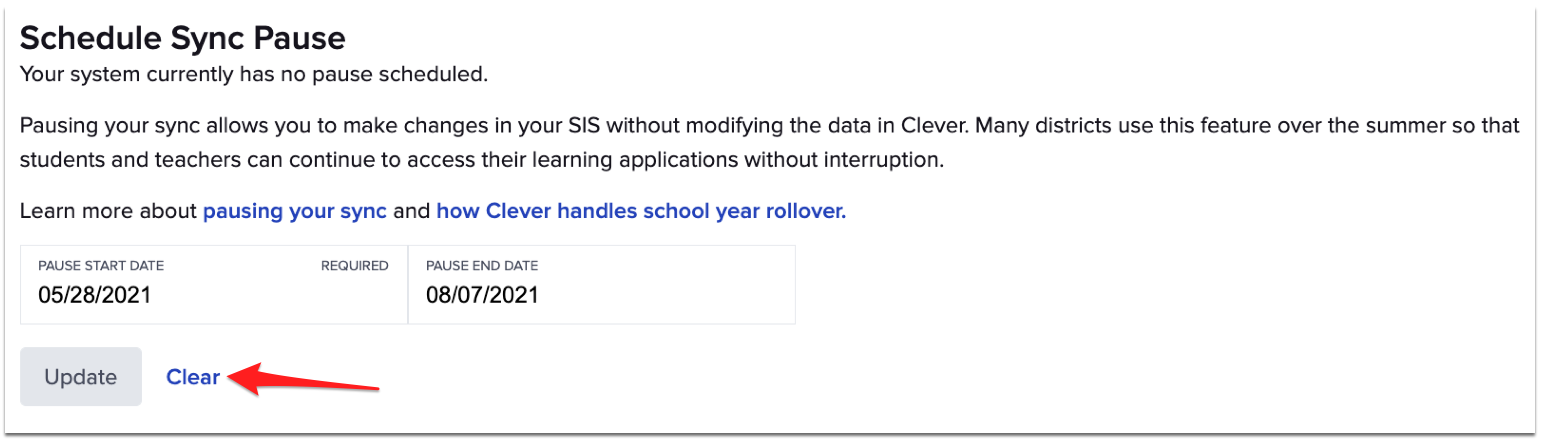 For District Admins: Pausing the sync with your SIS