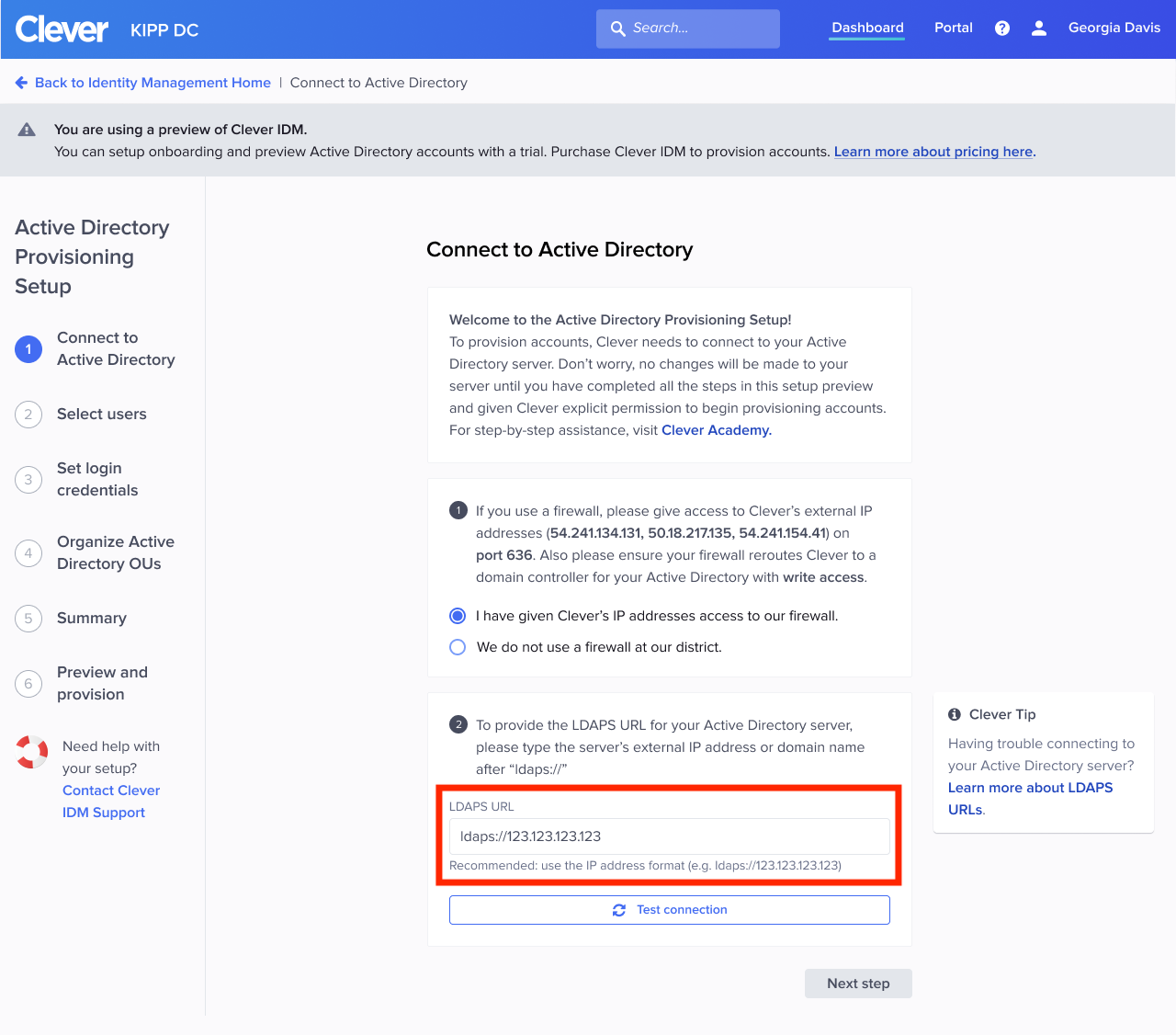 Clever IDM: Connecting to Active Directory via LDAPS