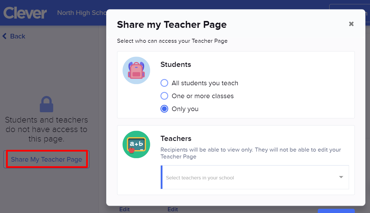 Clever Portal: Teacher Pages