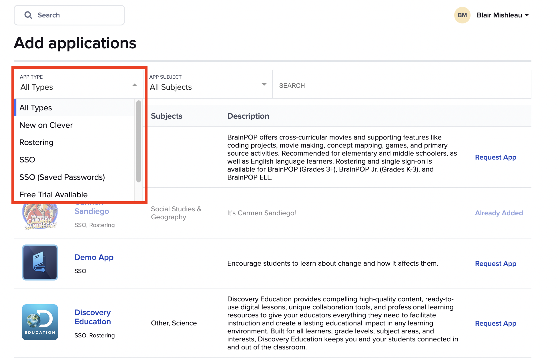 For District Admins: Applications - What types of apps are on Clever?