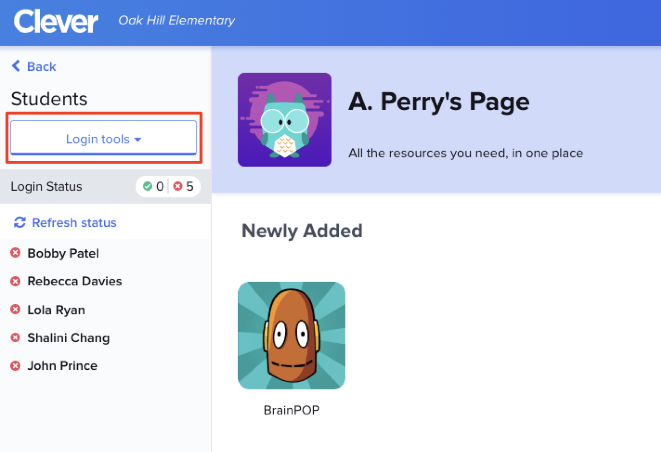 For Teachers: Login Tools