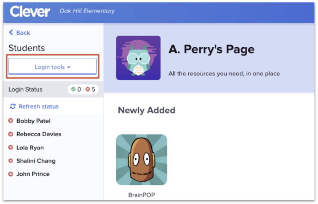 For Teachers: Login Tools