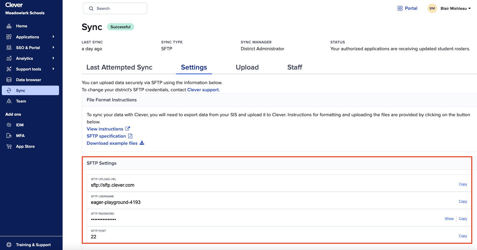 SFTP Syncs: Uploading data to Clever