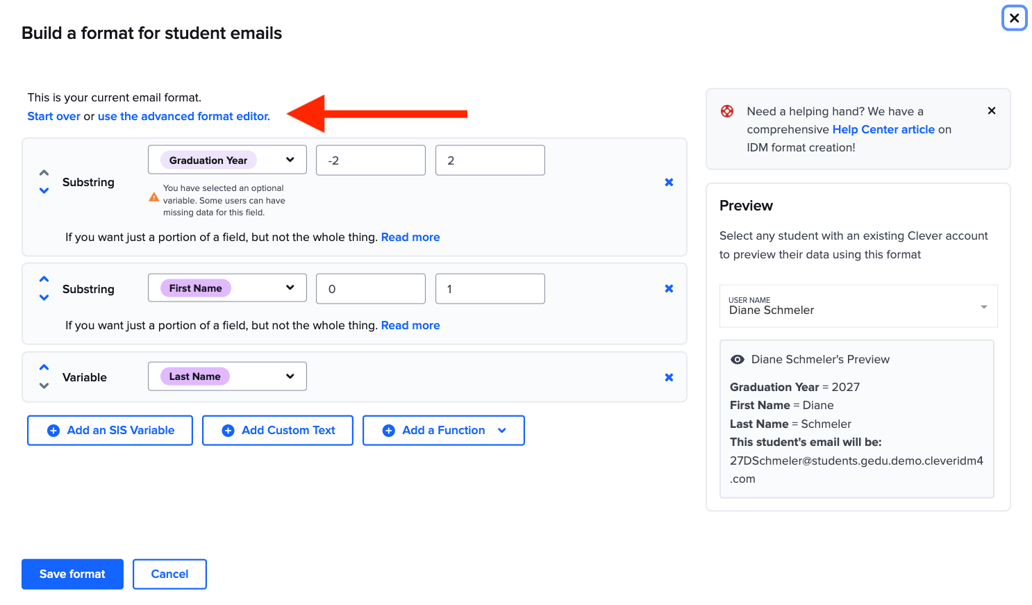 Clever IDM: Formulas
