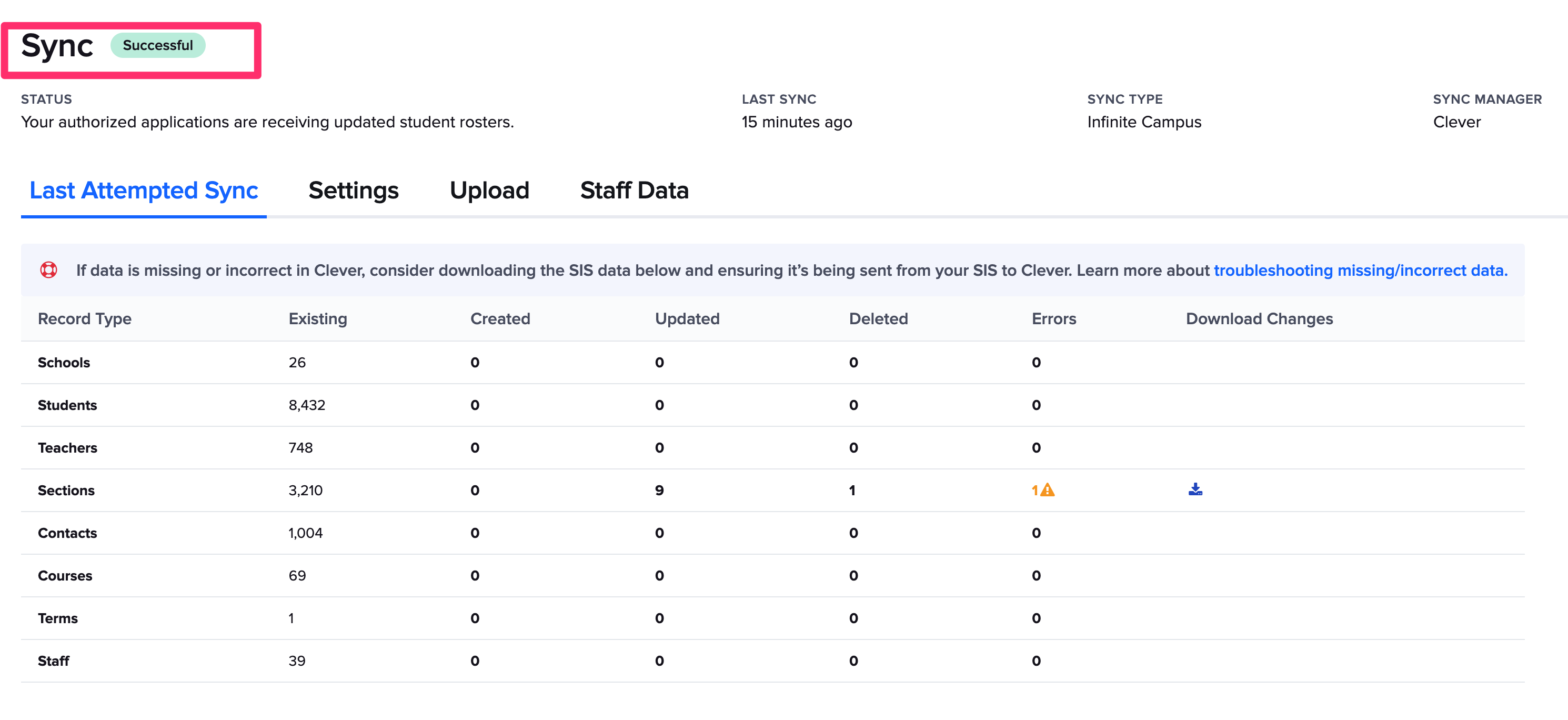 Clever-managed Sync: How do I push a manual sync with my SIS?